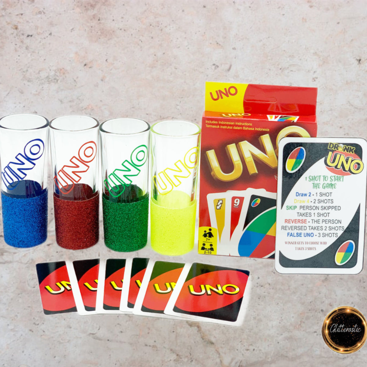 Drunk Uno Game Set | Australia's Glitter Bottles Glitterastic