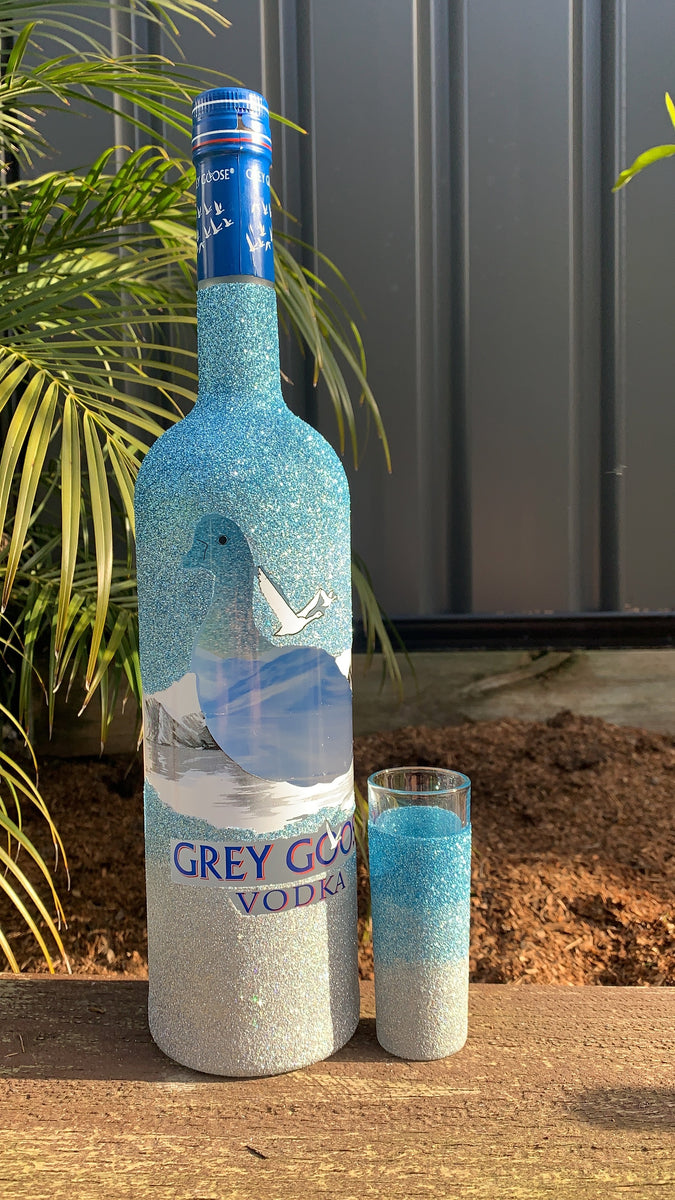 Glitterastic | Alcohol Bottle Set | Glitter 700ml Grey Goose + Glass